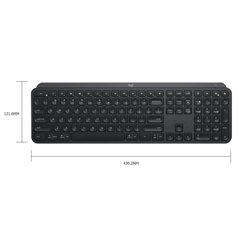 Logitech MX Keys Advanced Wireless Keyboard, For Business, 10m Range, Bluetooth or USB Receiver ...