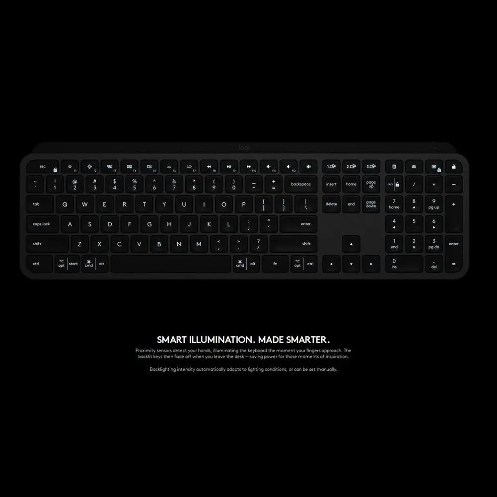 Logitech MX Keys Advanced Wireless Keyboard, For Business, 10m Range, Bluetooth or USB Receiver ...