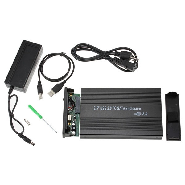 CRYSTAL 3.5 inch USB 2.0 SATA External HDD HD Hard Drive Enclosure Case ...