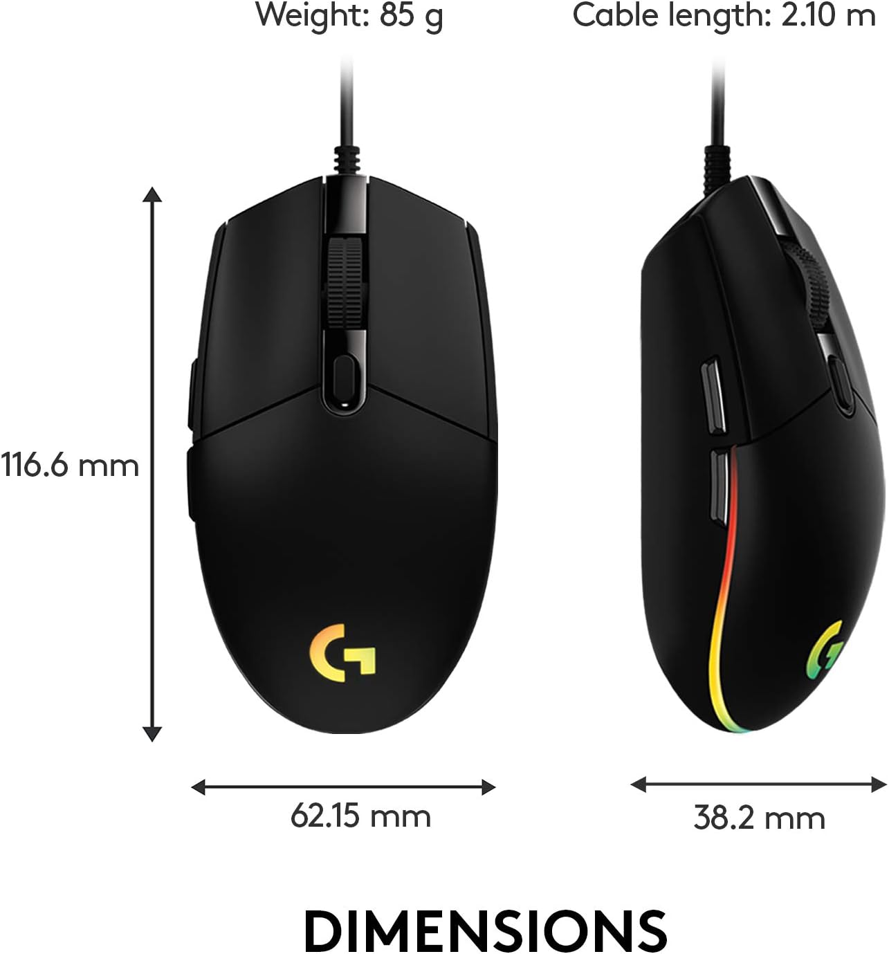 Logitech G102 Light Sync Gaming Wired Mouse RGB Lighting, 6 Programmable Buttons, 8 k dpi ...