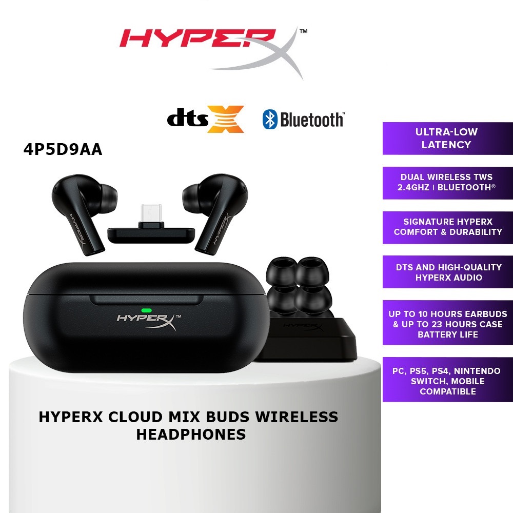 HyperX Cloud Mix Buds – True Wireless Earbuds, Low Latency 2.4GHz ...