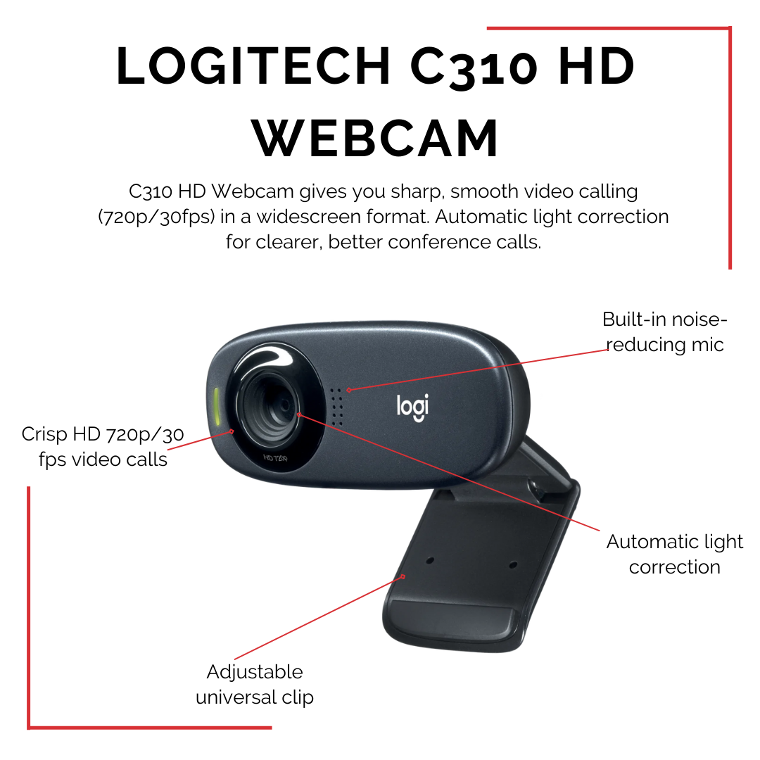 Logitech C310 HD Webcam 720P 30FPS
