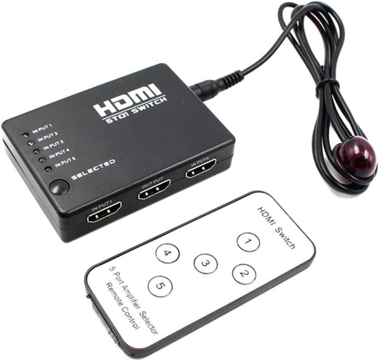 Mini 5 Port 1080P Video HDMI Switch Splitter with IR Remote