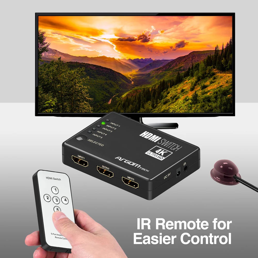 Mini 5 Port 1080P Video HDMI Switch Splitter with IR Remote