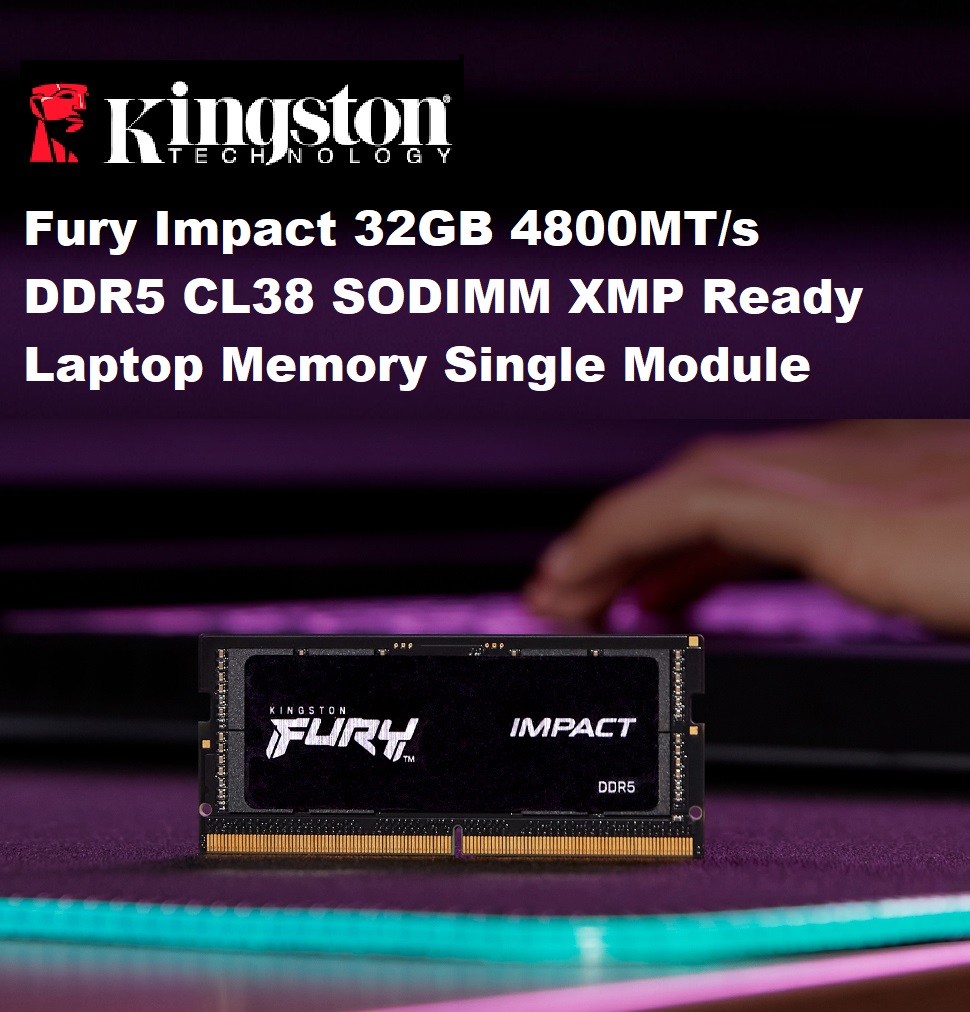 Kingston Fury Impact 32GB 4800MTs DDR5 CL38 Laptop RAM XMP