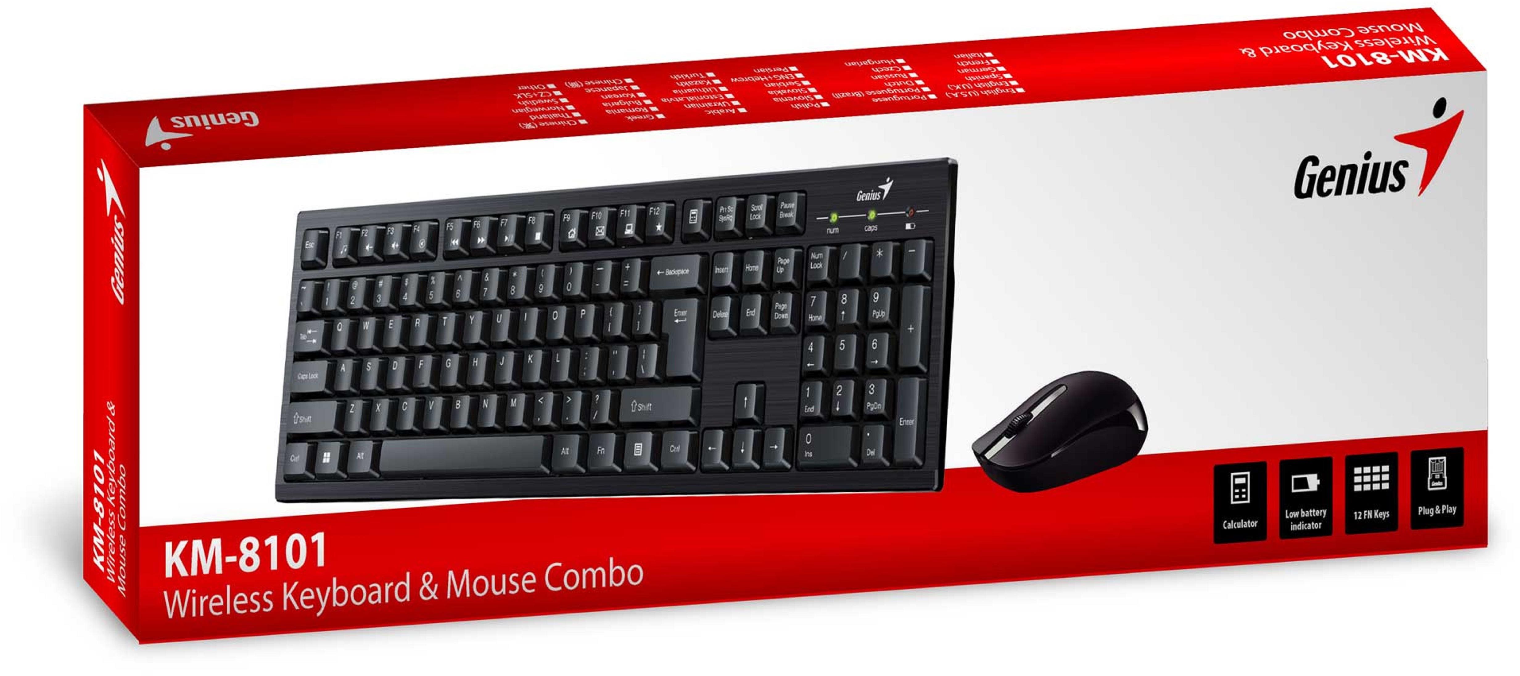 Genius KM-8101 2.4GHz Wireless Multimedia Keyboard and Mouse Combo With ...