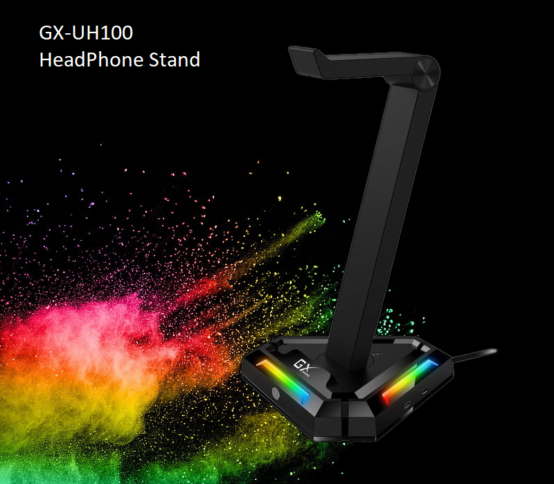 Genius RGB Backlit Headphones Stand GX-UH100, 2x USB-A 2x USB-C HUB ...