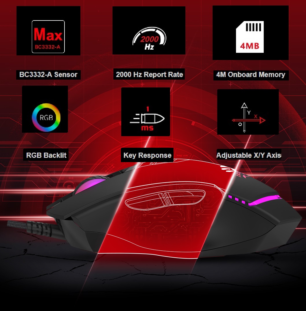 bloody V8M MAX RGB OPTICAL GAMING MOUSE Sniper Gun Macros