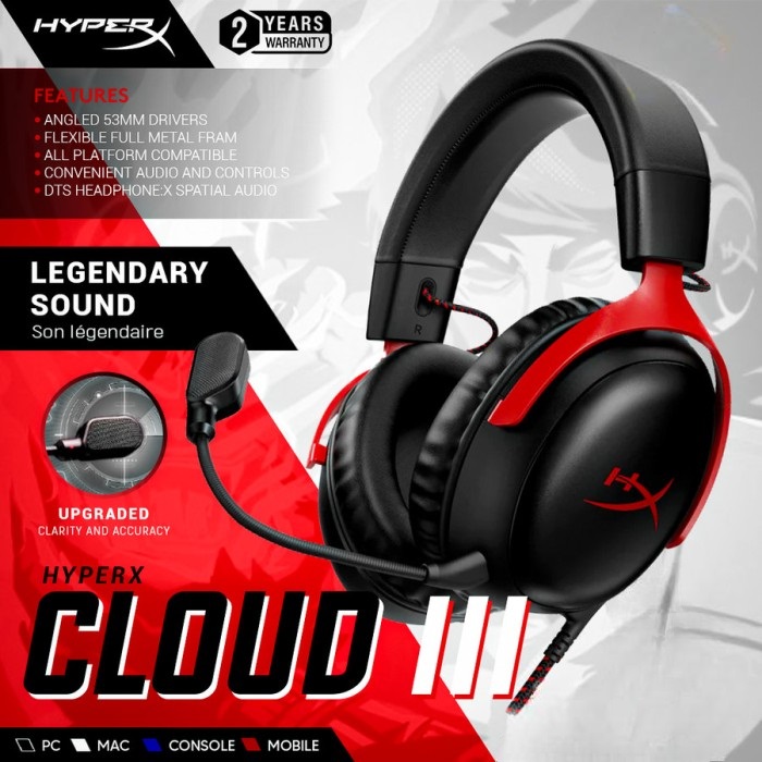 HyperX Cloud III Wired DTS Gaming Headset Spatial Audio +Mic