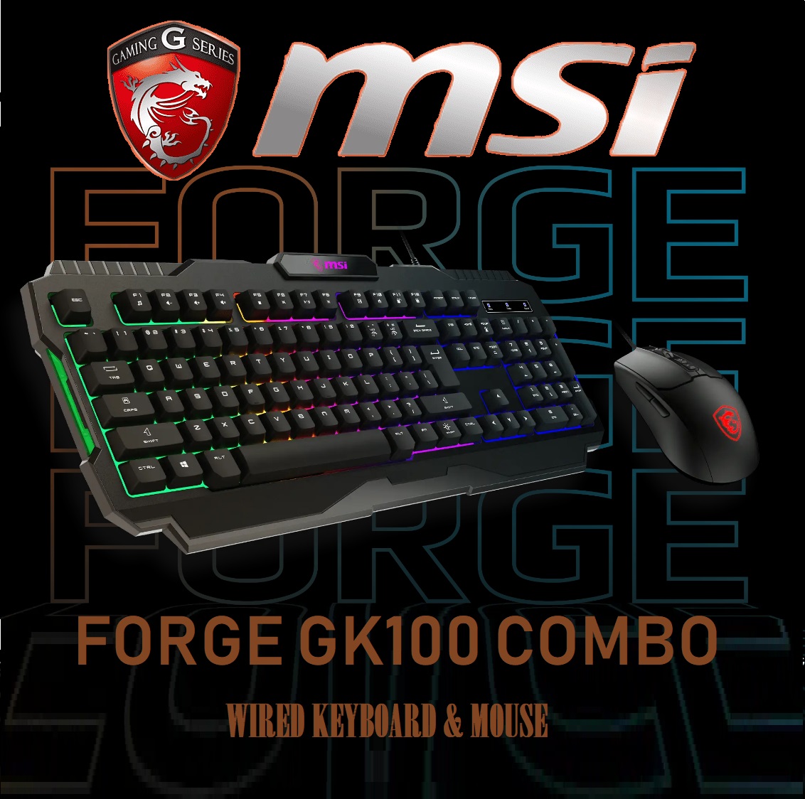 MSI FORGE GK100 Gaming RGB Keyboard and Mouse COMBO Wired