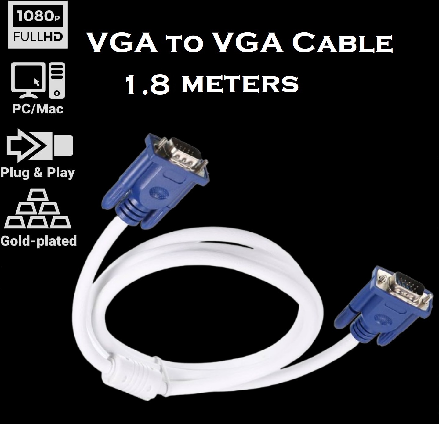 DELUXE VGA to VGA Cable 3 meters 15-pin D-Sub Full HD