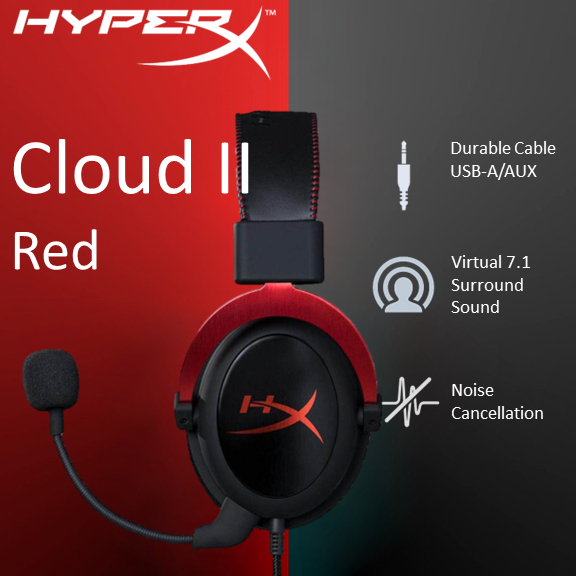 HyperX Cloud II – Gaming Headset, 7.1 Surround Sound, Memory Foam Ear Pads, Durable Aluminum ...