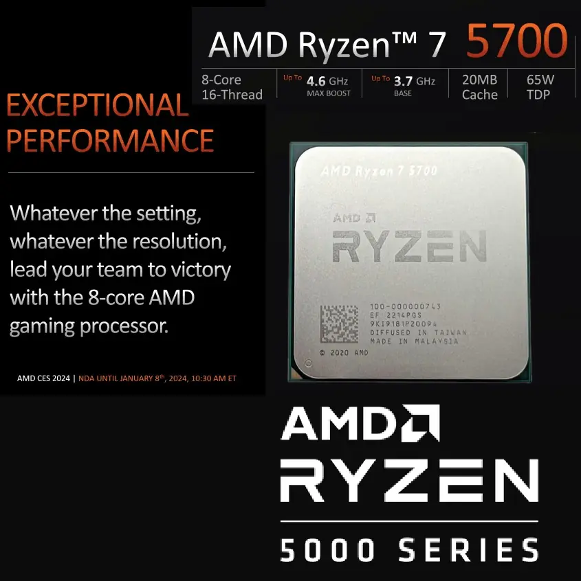 CPU AMD Ryzen 7 5700 Desktop Processor 8 Cores 16 Threads