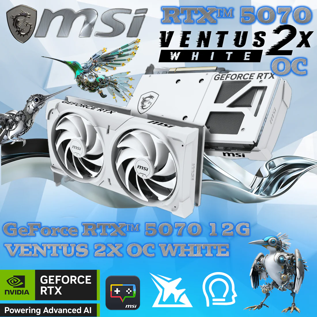 MSI GeForce RTX™ 5070 12G VENTUS 2X OC WHITE 192-bit GPU 12GB GDDR7 ...
