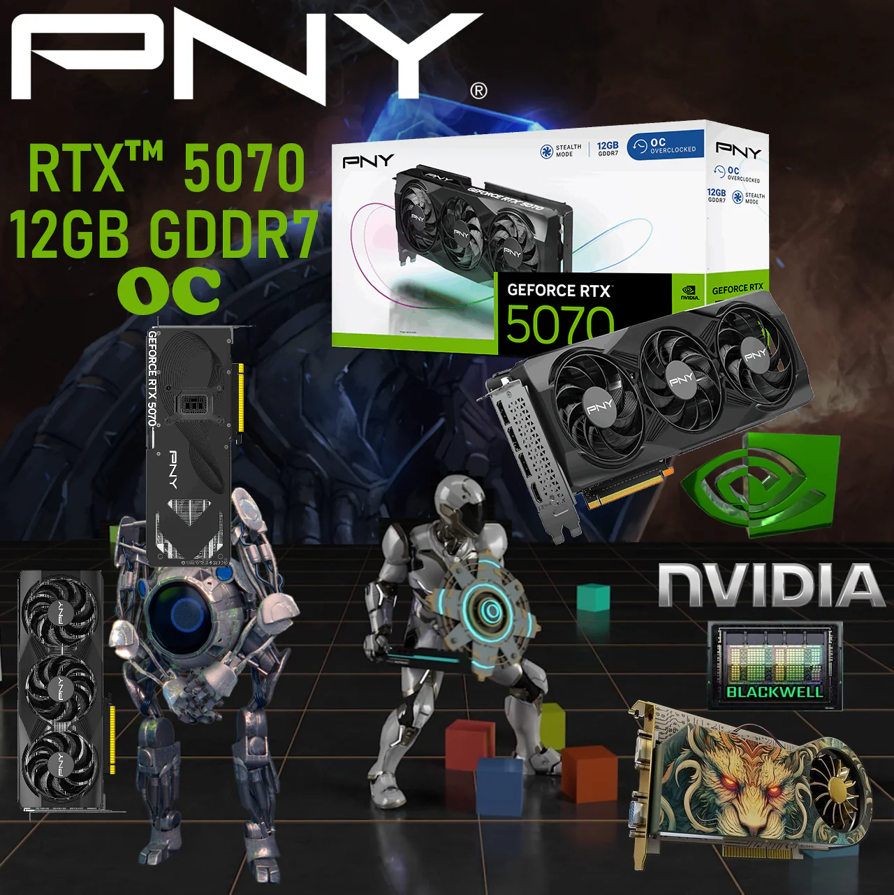 PNY GeForce RTX 5070 OC 12GB GDDR7 Overclocked GPU With Triple Fan ...