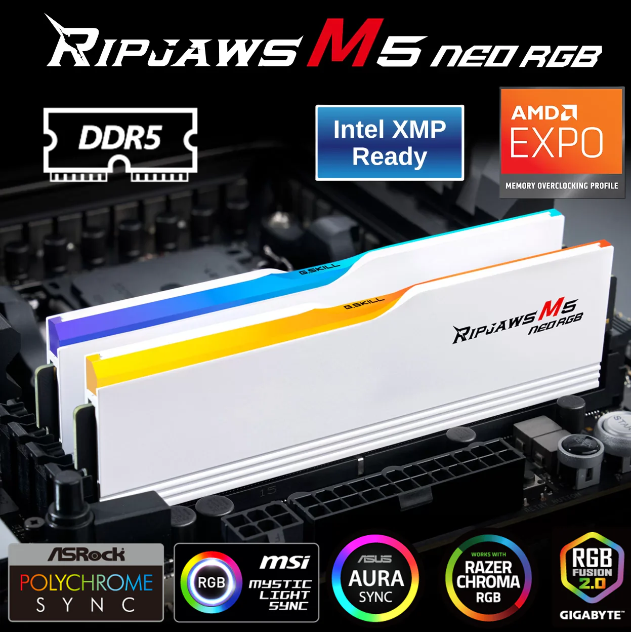 G.SKILL Ripjaws M5 Neo RGB 32GB Kit (2x16GB) DDR5-6000 CL36 RAM Kit ...
