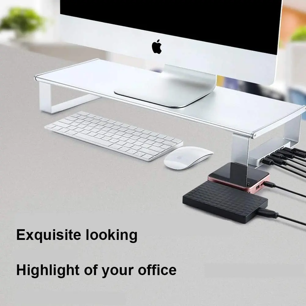 L22 Aluminum Monitor Stand with USB 2.0/3.0, Type-C Ports & Wireless ...