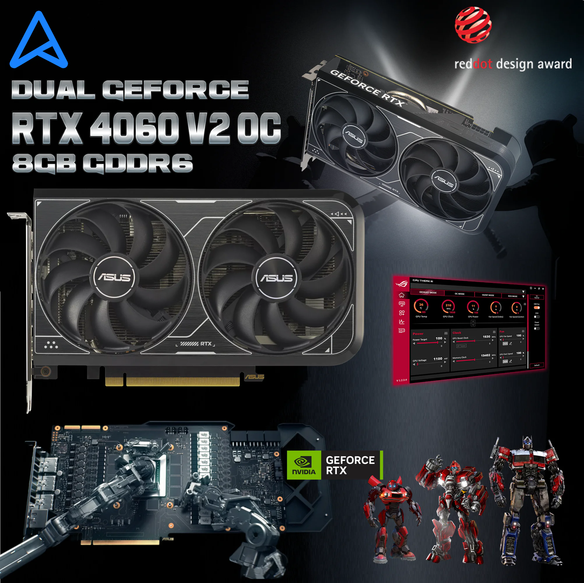 ASUS Dual GeForce RTX™ 4060 V2 OC Edition 8GB GDDR6 GPU With DLSS 3 ...