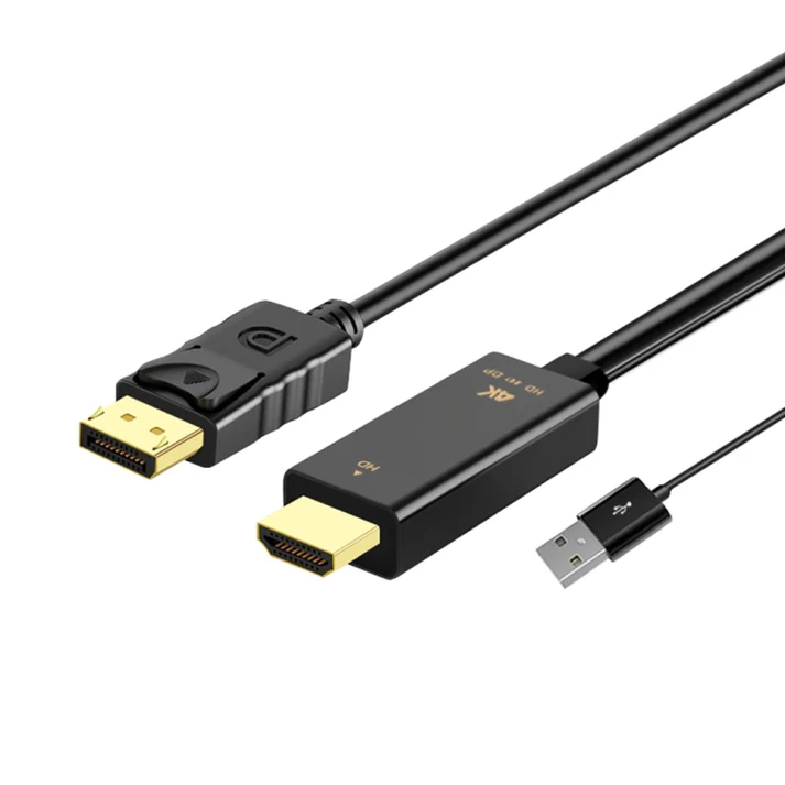 HDMI to DisplayPort Cable with USB Power, 4K@60Hz, Ultra HD Output ...