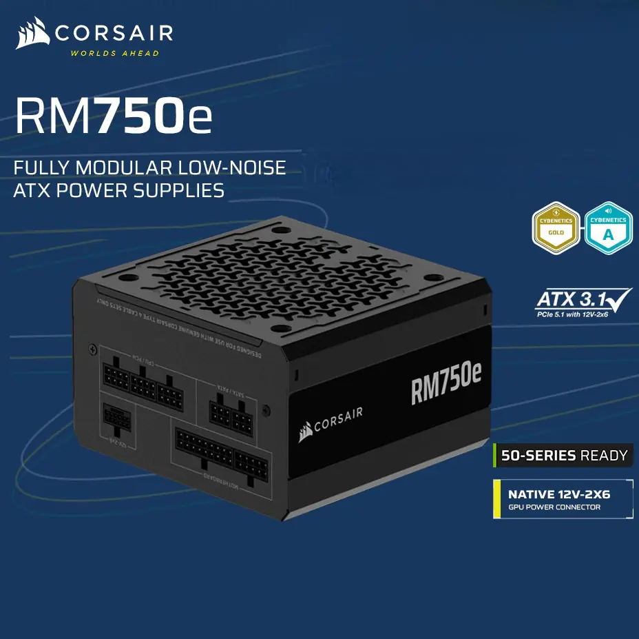 Corsair RM750e RMe Series 750W Fully Modular ATX3.1 Power Supply, 80 ...