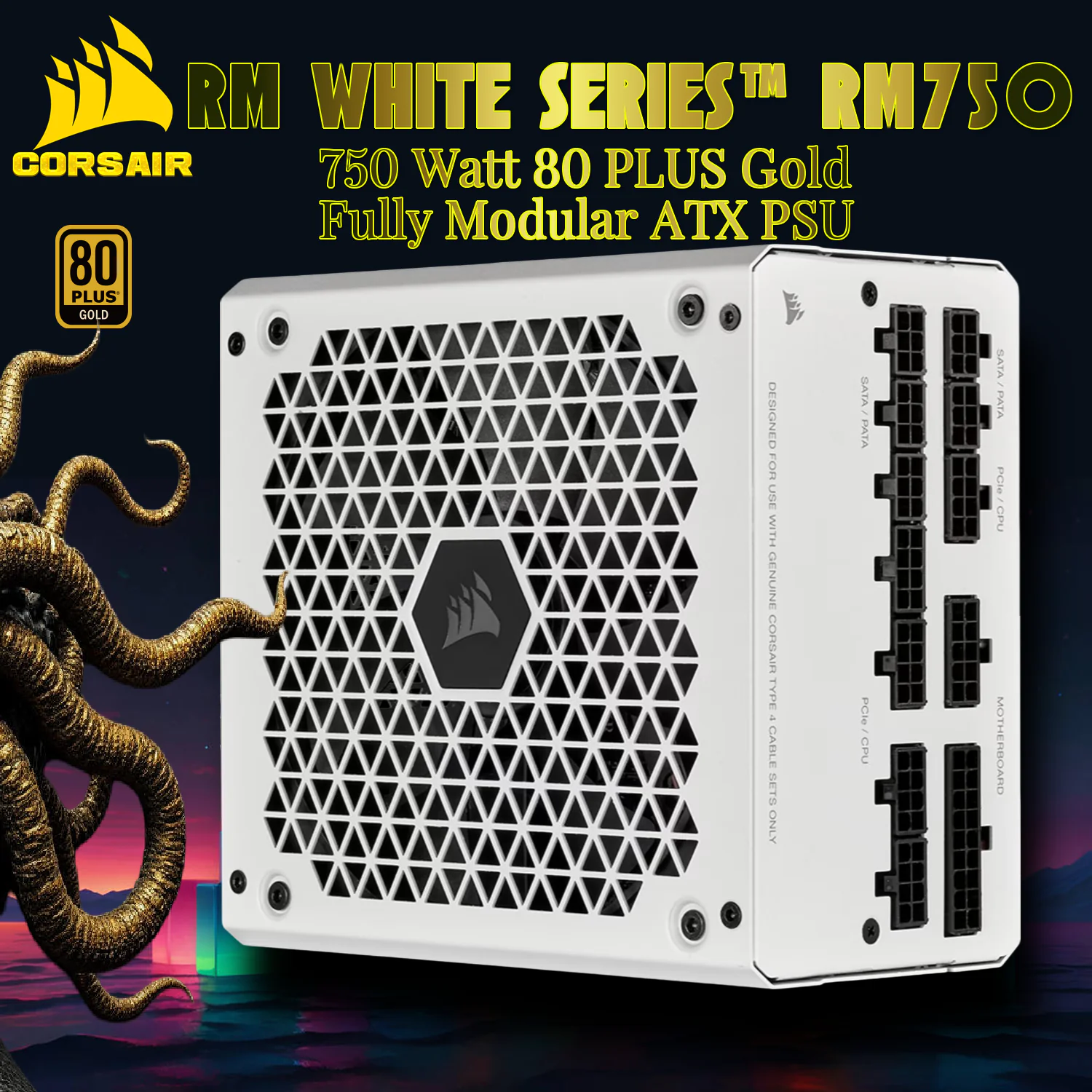 Corsair RM White Series™ RM750 — 750W 80 Plus Gold Fully Modular ATX2.4 ...