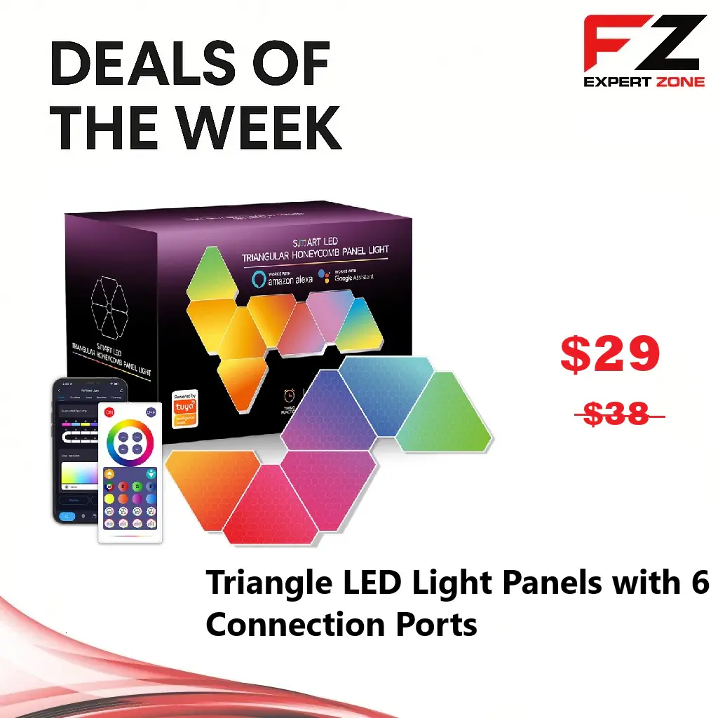 Triangle LED Light Panels with 6 Connection Ports, Smart RGBIC Wall ...