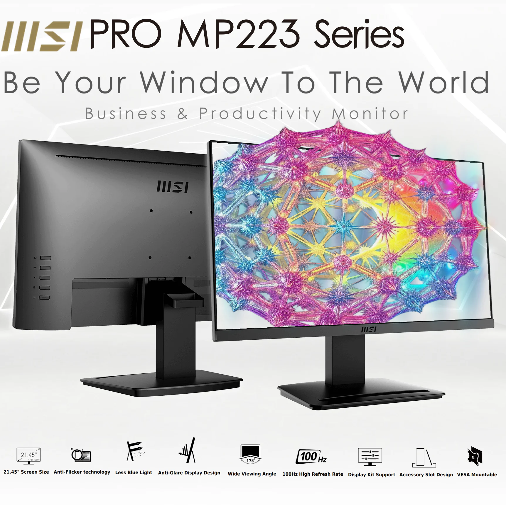 MSI Pro MP223 21.45 Inch Full HD Office LCD Monitor – 100Hz VA Panel ...