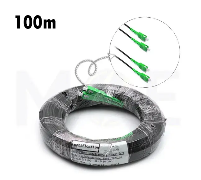 SC/APC to SC/APC Double Core 100M Outdoor Fiber Optic Patch Cable | FTTH Drop Cable | Duplex ...