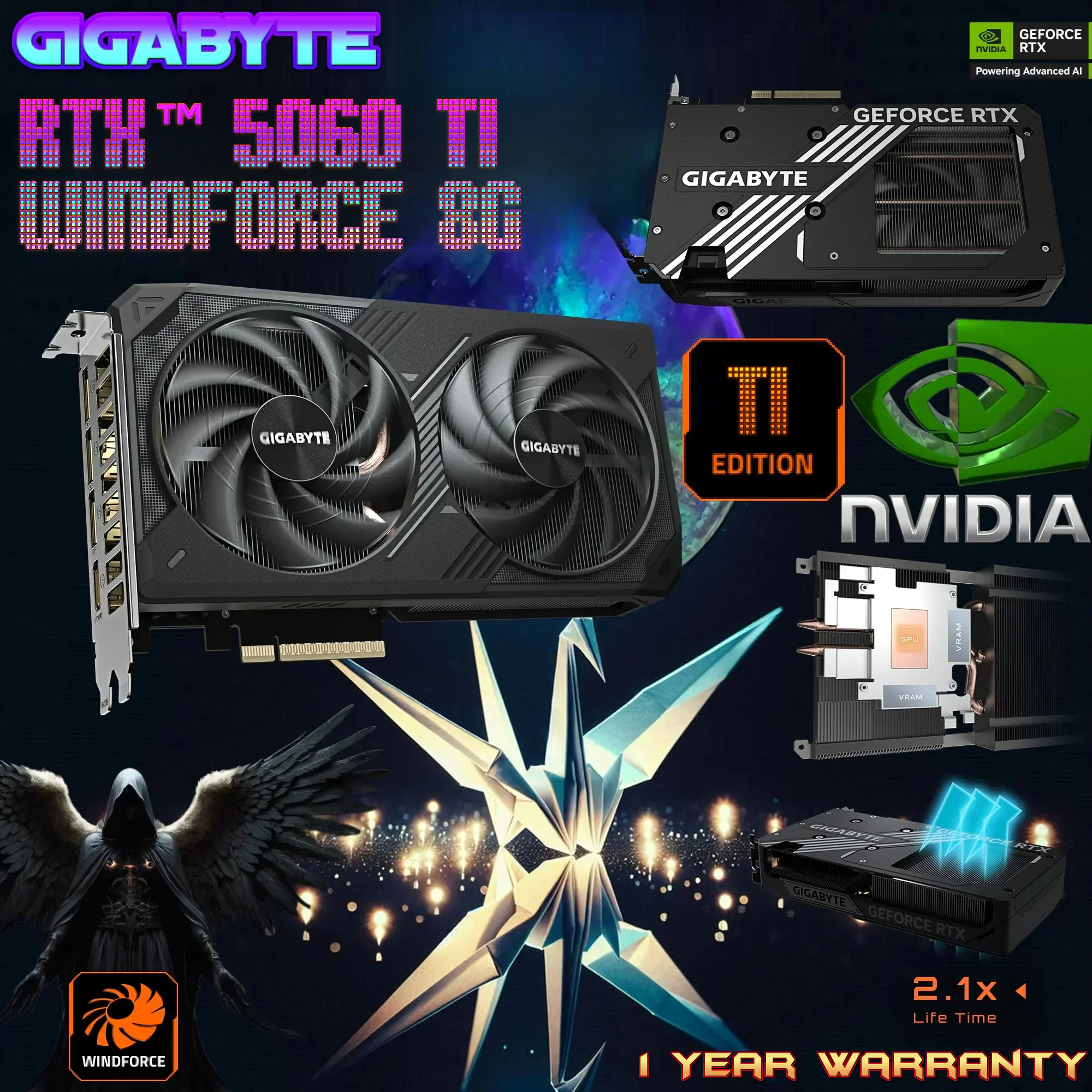 Gigabyte GeForce RTX 5060 Ti WINDFORCE 8G Graphics Card With 8GB GDDR7 ...
