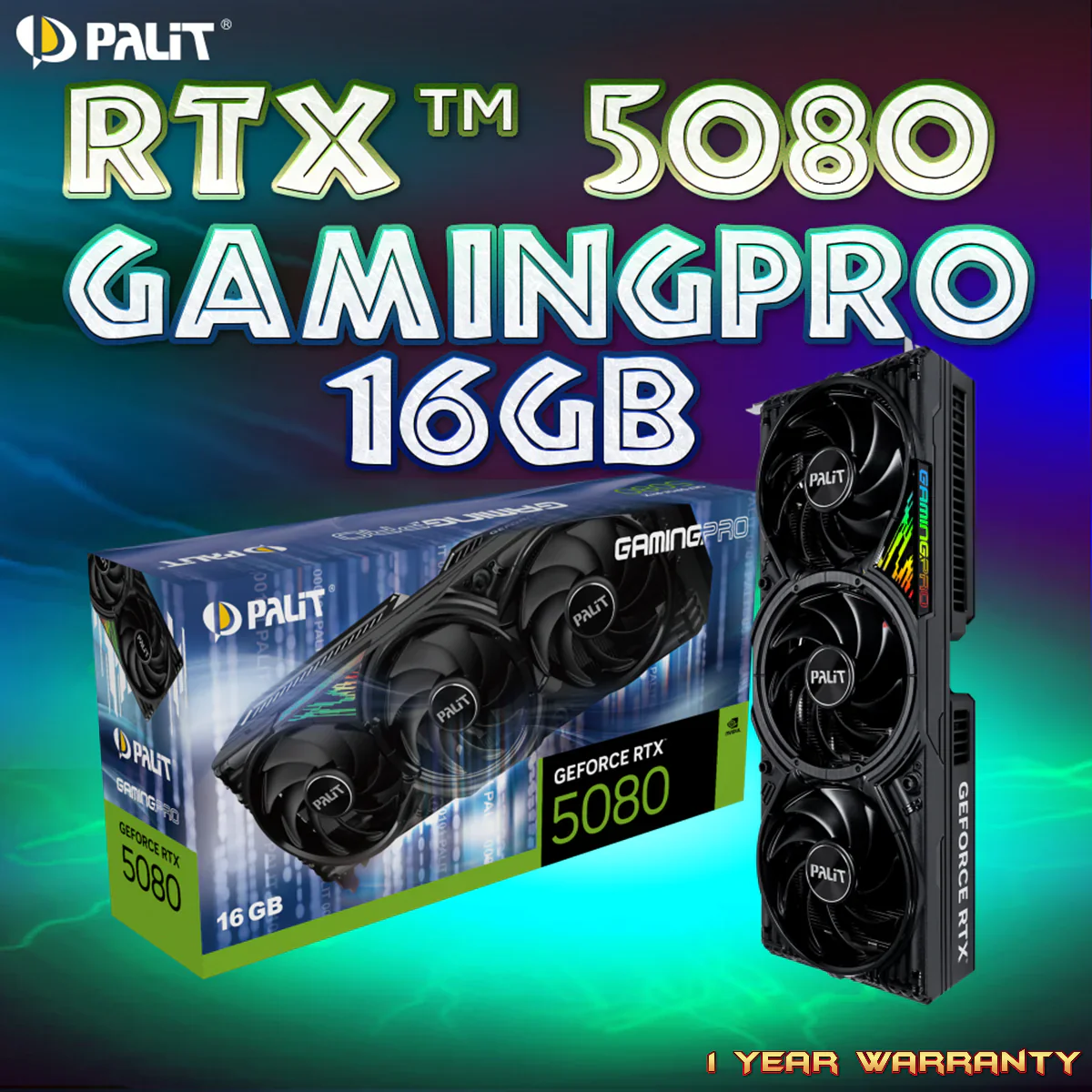 Palit GeForce RTX 5080 GamingPro 16GB GDDR7 With DLSS 4, ARGB Sync ...