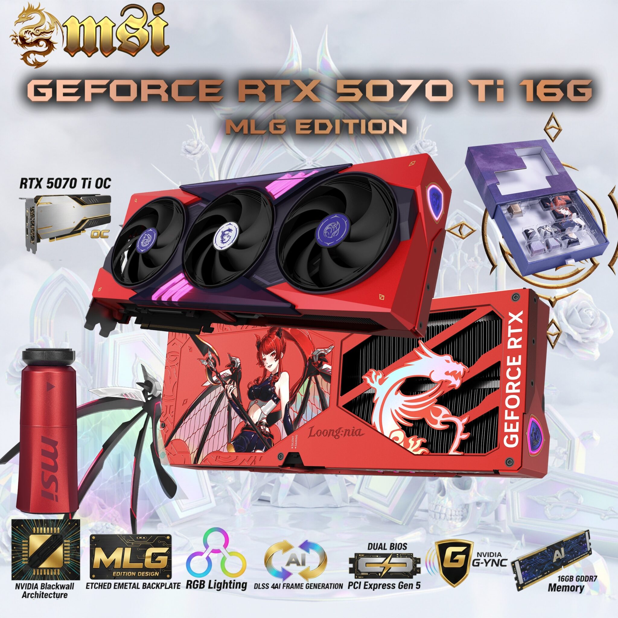 MSI GeForce RTX 5070 Ti 16GB GDDR7 MLG Edition OC Graphics Card With ...